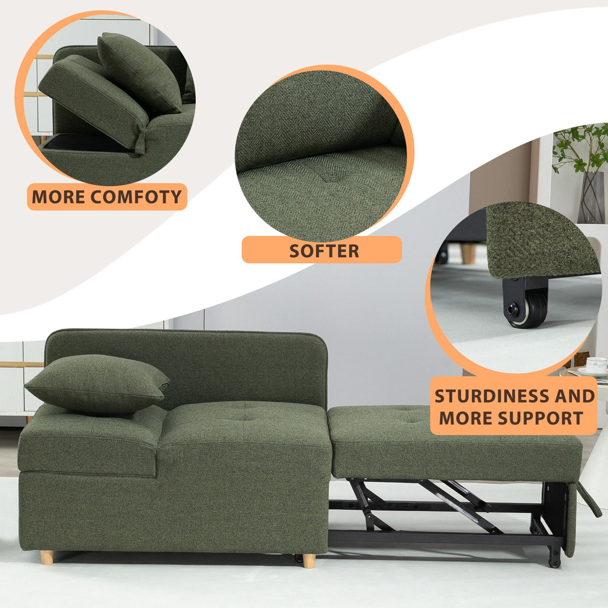 Sleeper Sofas Couch with Pull Out Foldable Bed for Living Room – Yalissey
